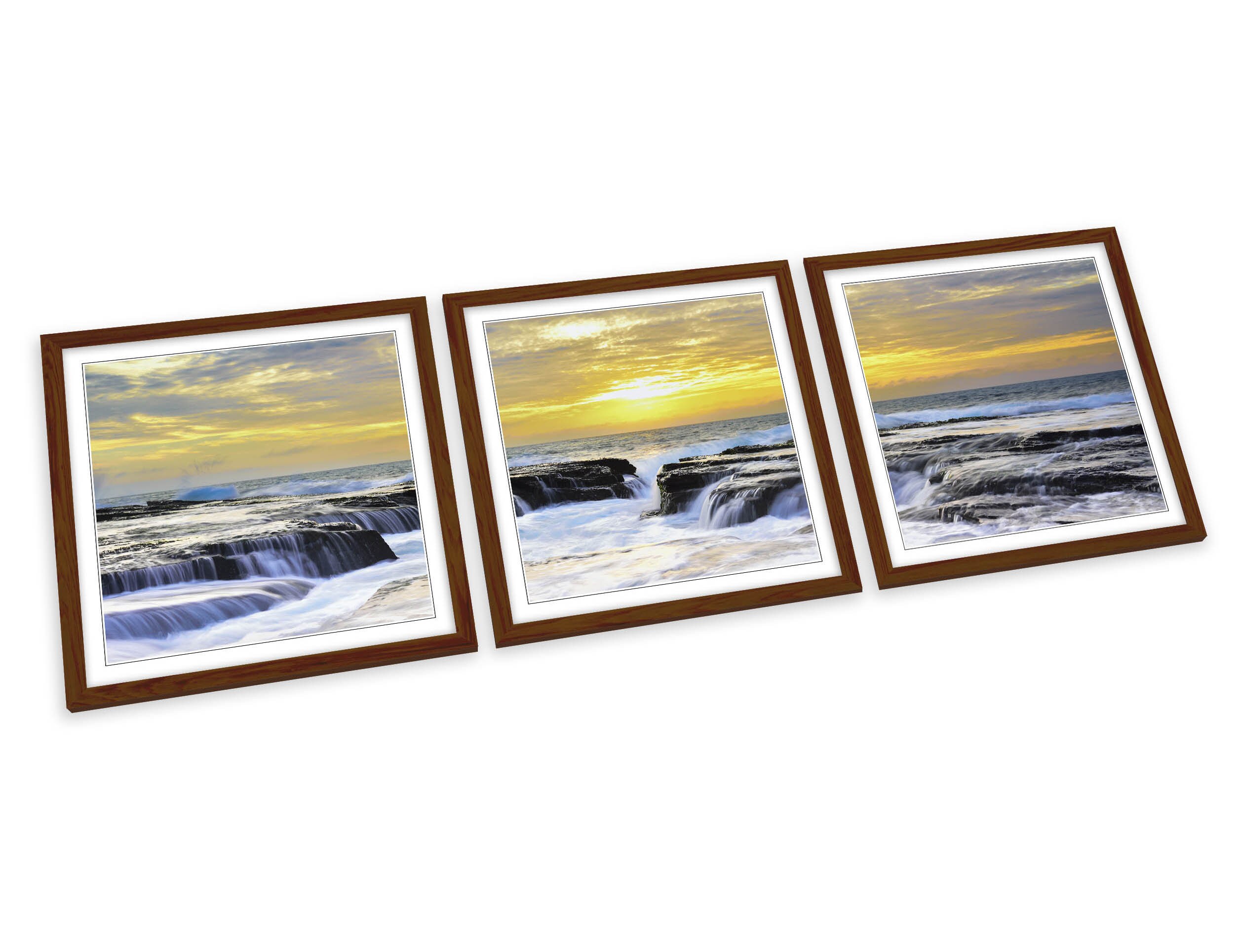 Seascape Yellow Sunset FRAMED ART PRINTS Set Picture Poster - Etsy