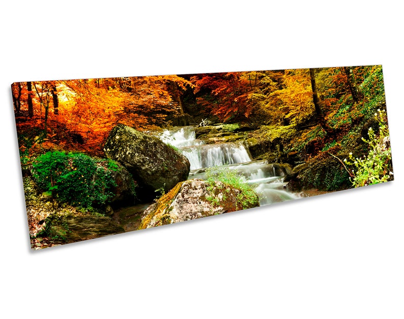 Autumn Forest Landscape River Waterfall CANVAS WALL ART | Etsy