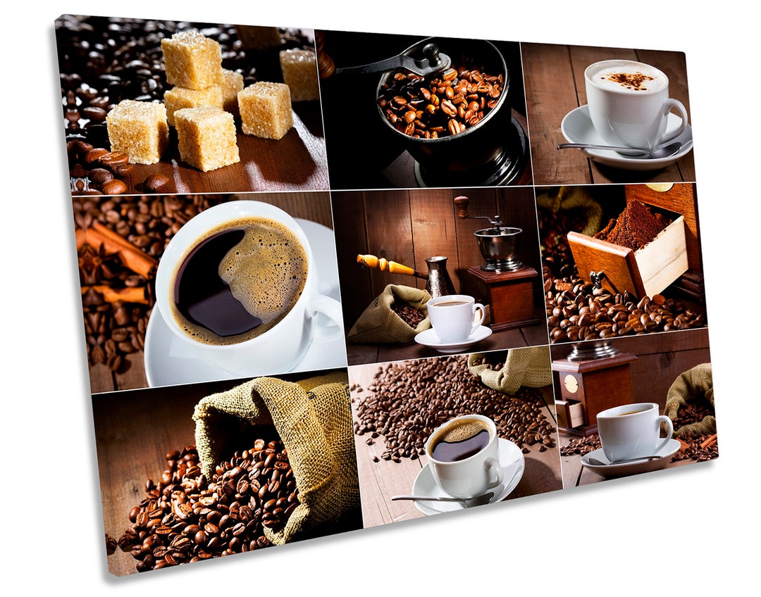 Coffee Shop Collage Kitchen Brown CANVAS WALL ART Print - Etsy.de