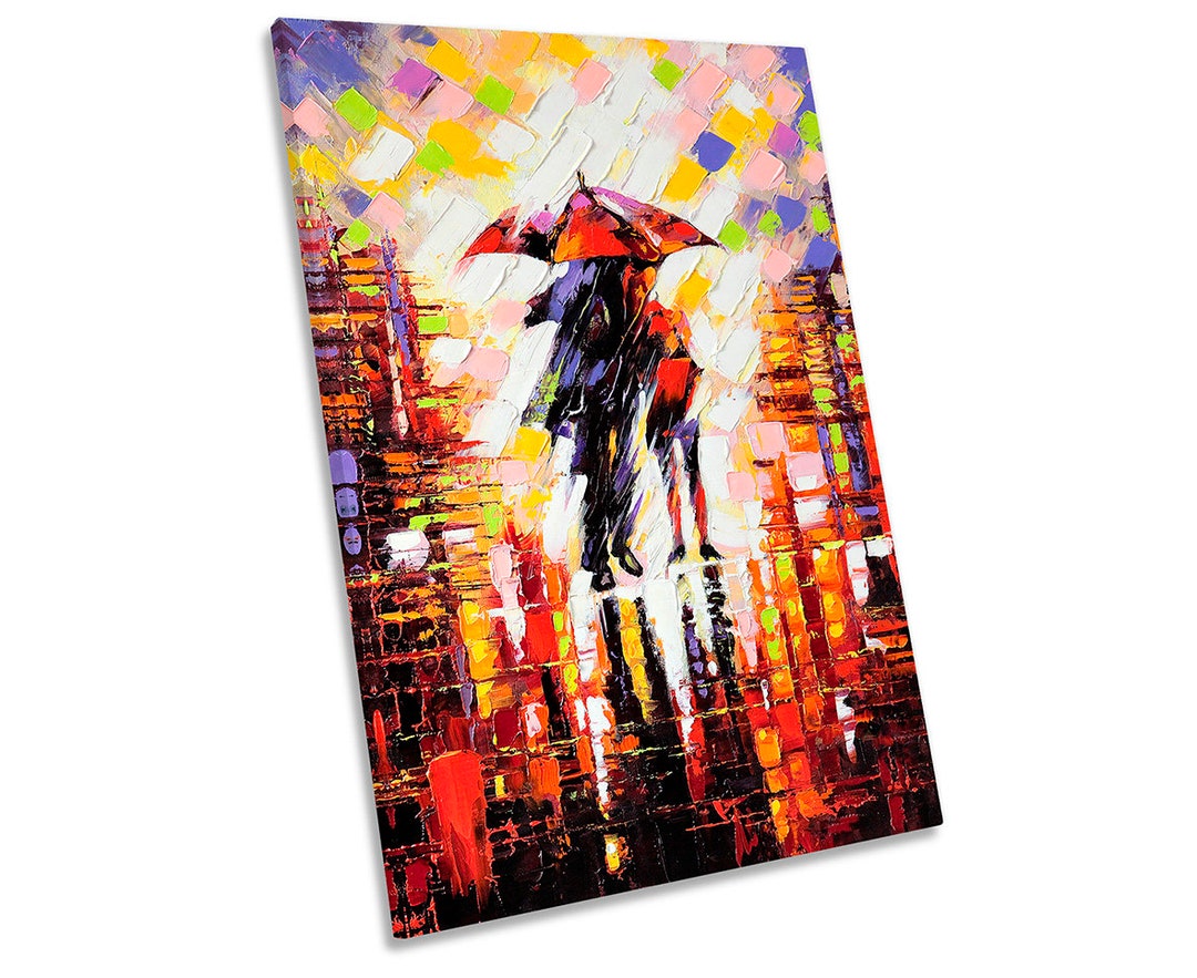 Abstract Umbrella City CANVAS WALL ART Portrait Print Picture - Etsy