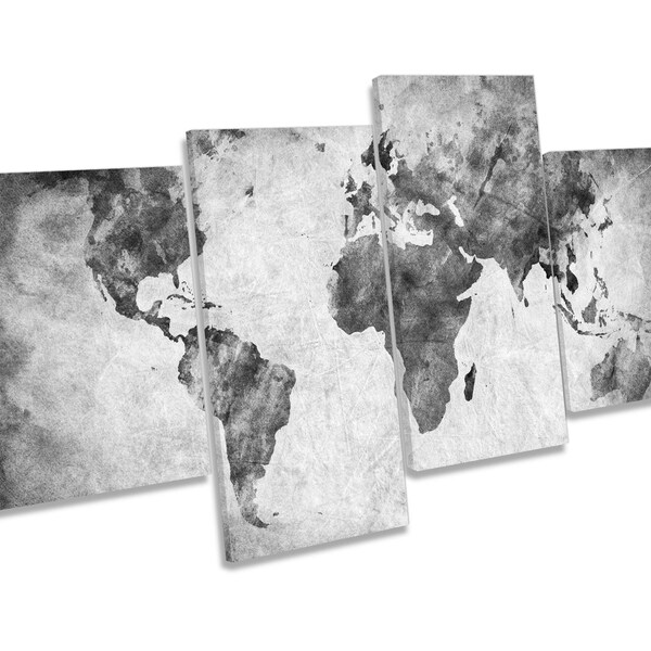 Grayscale World Map - Etsy