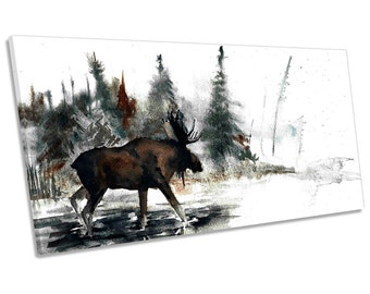 Moose Canvas Wall Art | Etsy