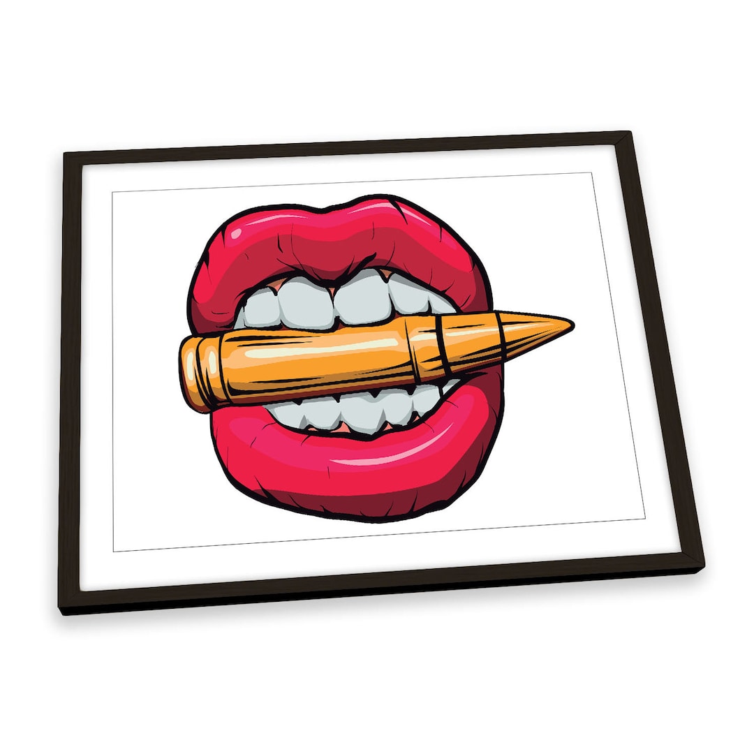 Sexy Lips Bullet Modern Pink FRAMED ART PRINT Picture Poster Artwork ...