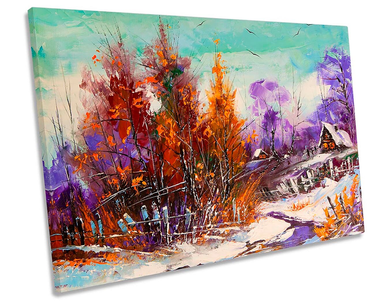 Winter Abstract Rural Scene CANVAS WALL ART Picture Print | Etsy