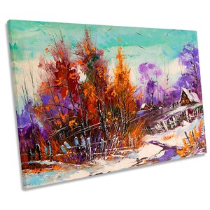 Winter Abstract Rural Scene CANVAS WALL ART Picture Print - Etsy