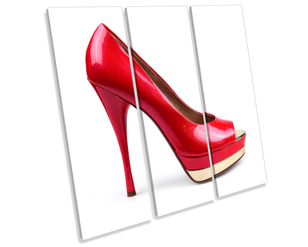 Fashion High Heel Red Shoes Treble CANVAS WALL ART Square Print Picture ...