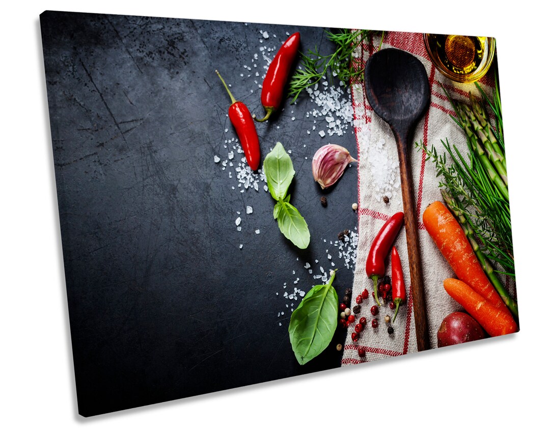 Chilli Kitchen Slate Cooking Picture CANVAS WALL ART Print - Etsy