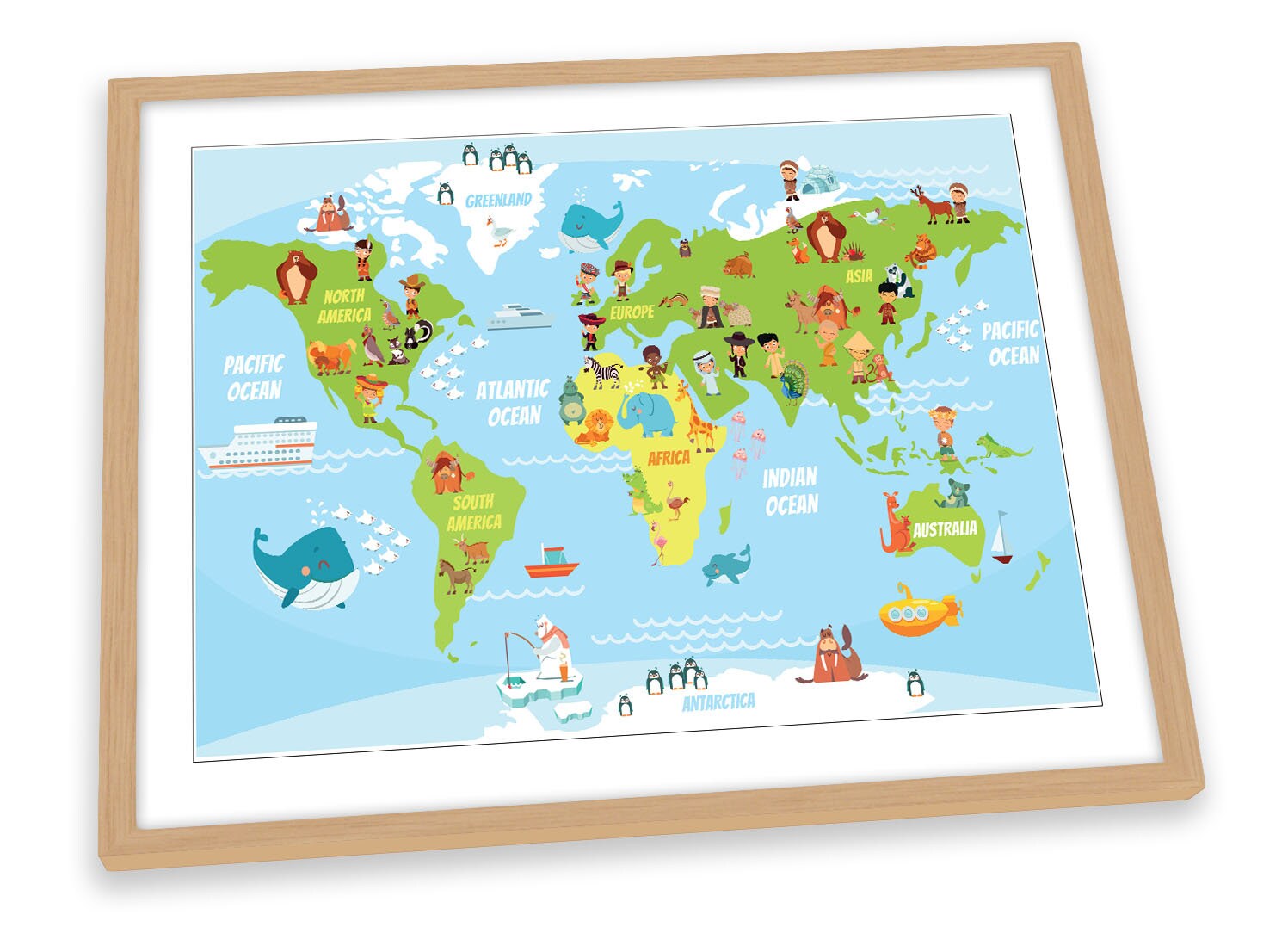 Map of World Characters Blue FRAMED ART PRINT Picture Poster - Etsy