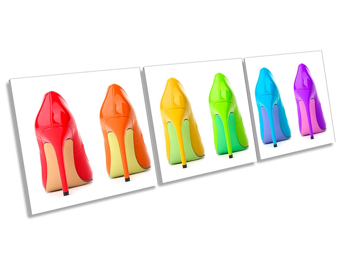 Rainbow High Heels Framed CANVAS PRINT Triple Wall Art - Etsy