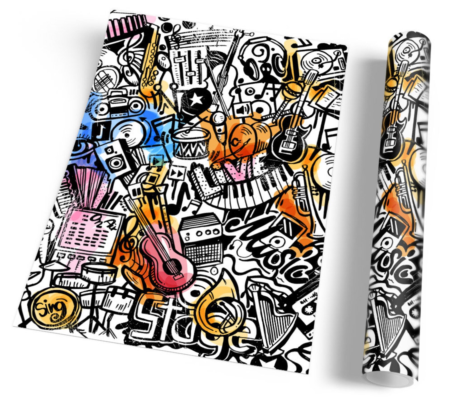 Music Instruments Collage Modern FRAMED ART PRINT Picture - Etsy