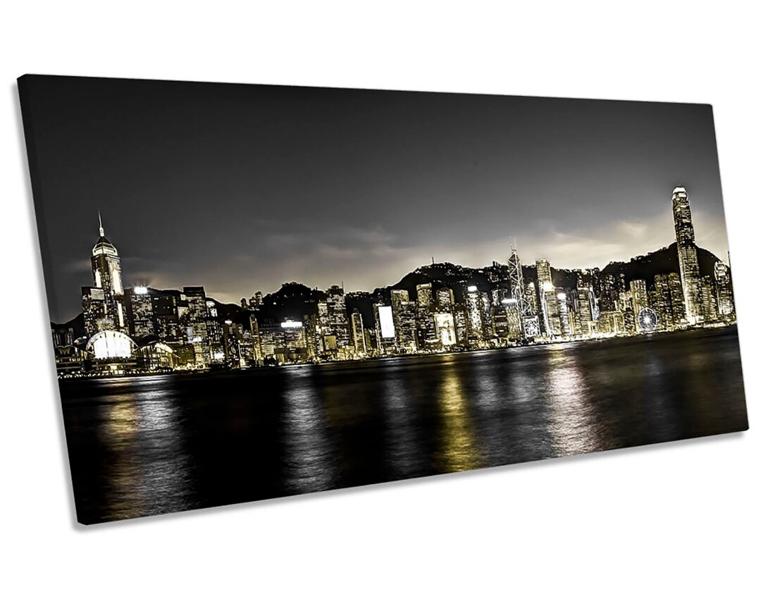 Victoria Harbour Hong Kong Framed PANORAMIC CANVAS PRINT Wall - Etsy