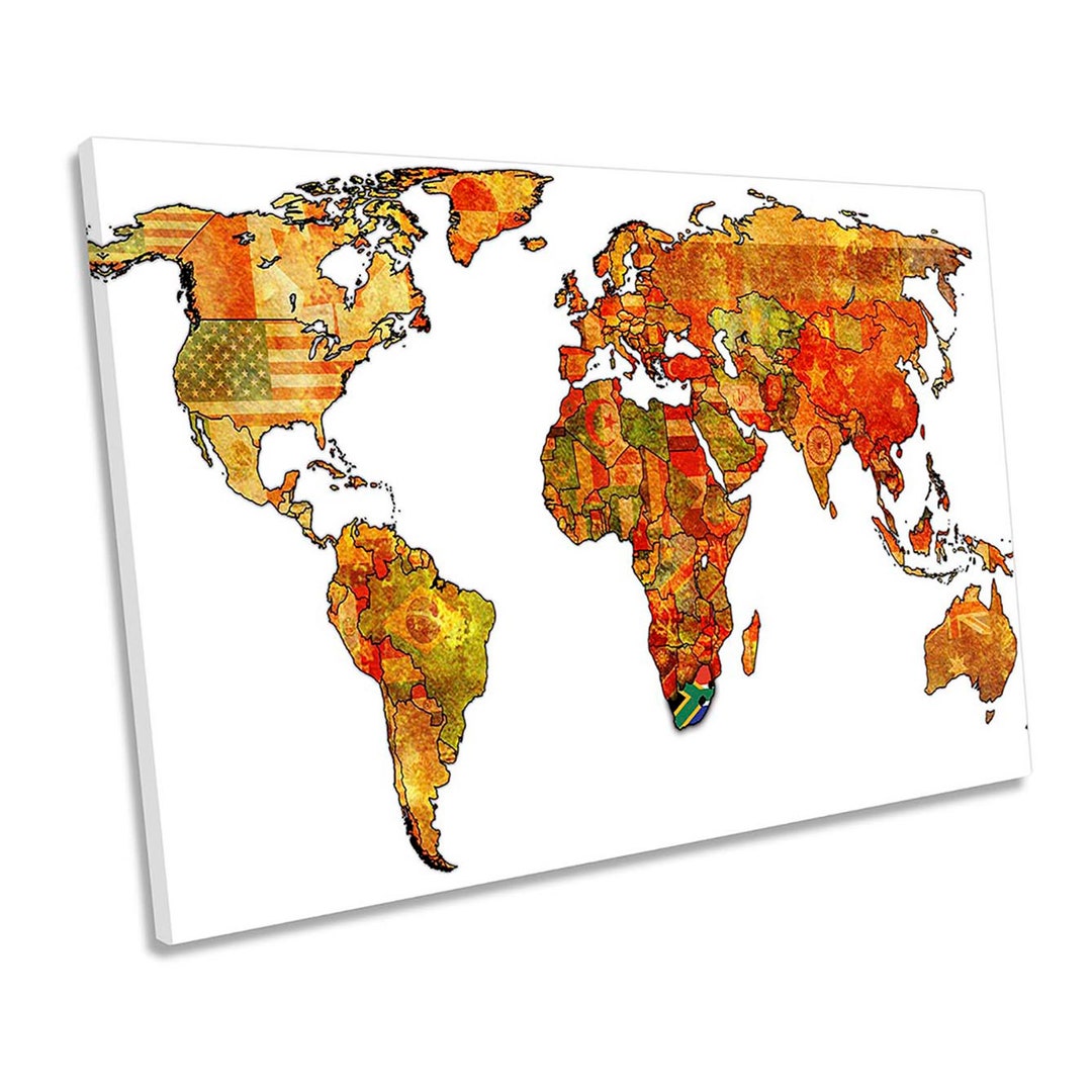 Map of the World Flags Picture CANVAS WALL ART Print - Etsy