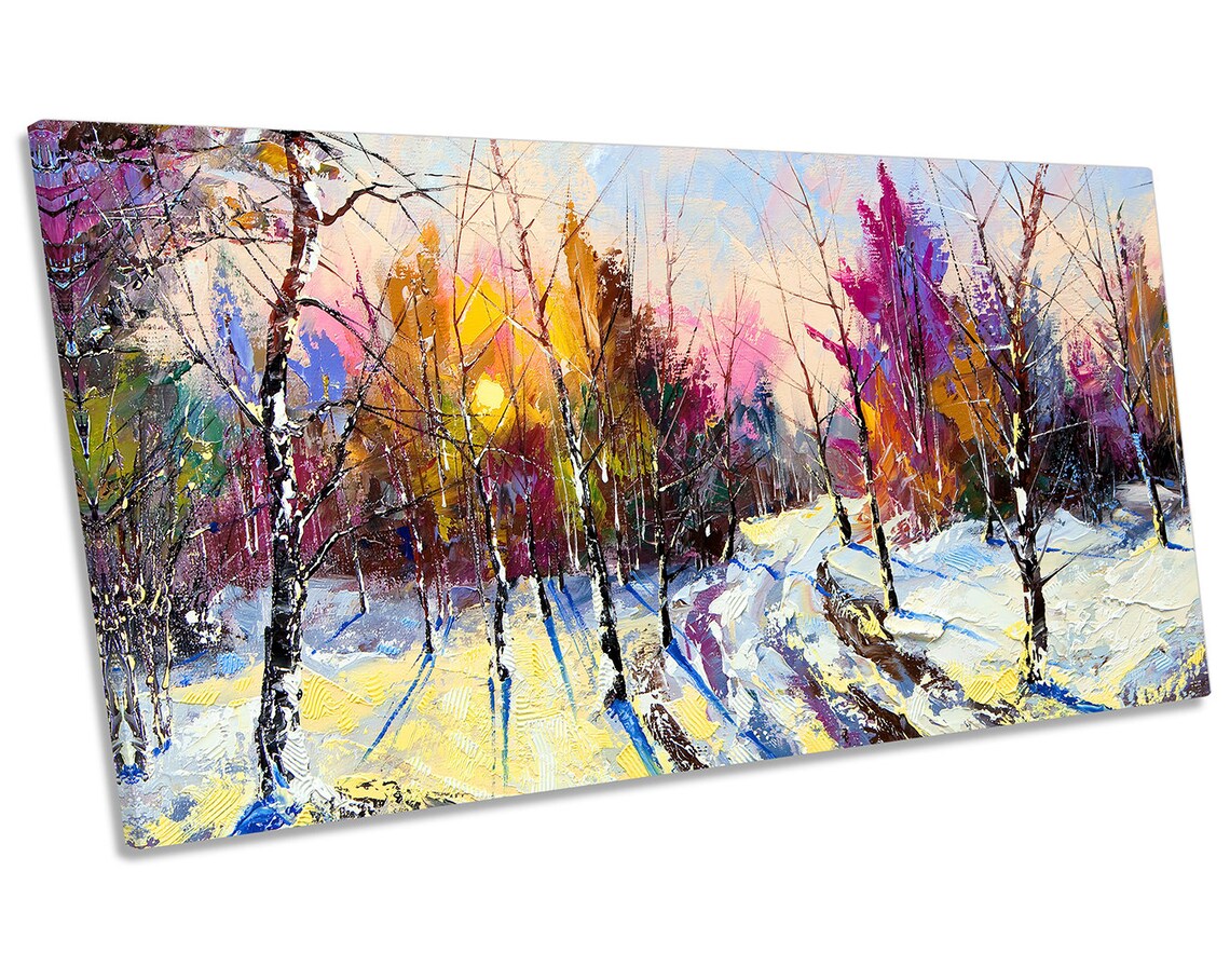 Abstract Winter Forest Multi Coloured Box Frame CANVAS ART - Etsy