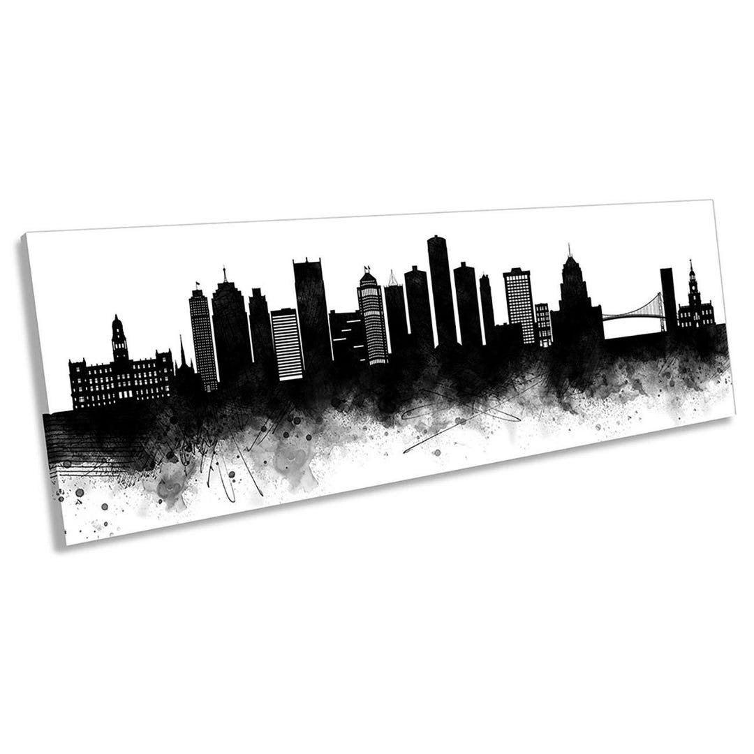 Detroit Abstract City Skyline Panorama CANVAS WALL ART Print Picture - Etsy