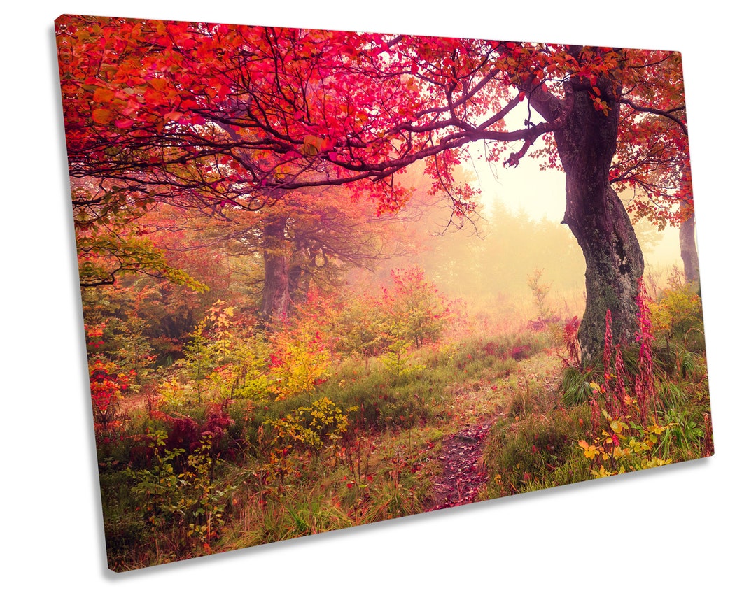Autumn Red Tree Landscape Picture CANVAS WALL ART Print - Etsy
