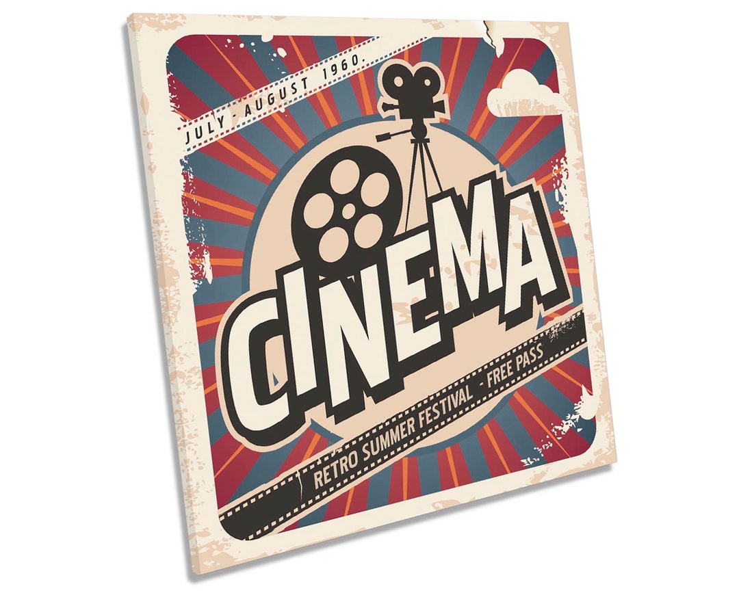Cinema Room Film Retro Picture CANVAS WALL ART Square Print - Etsy Canada