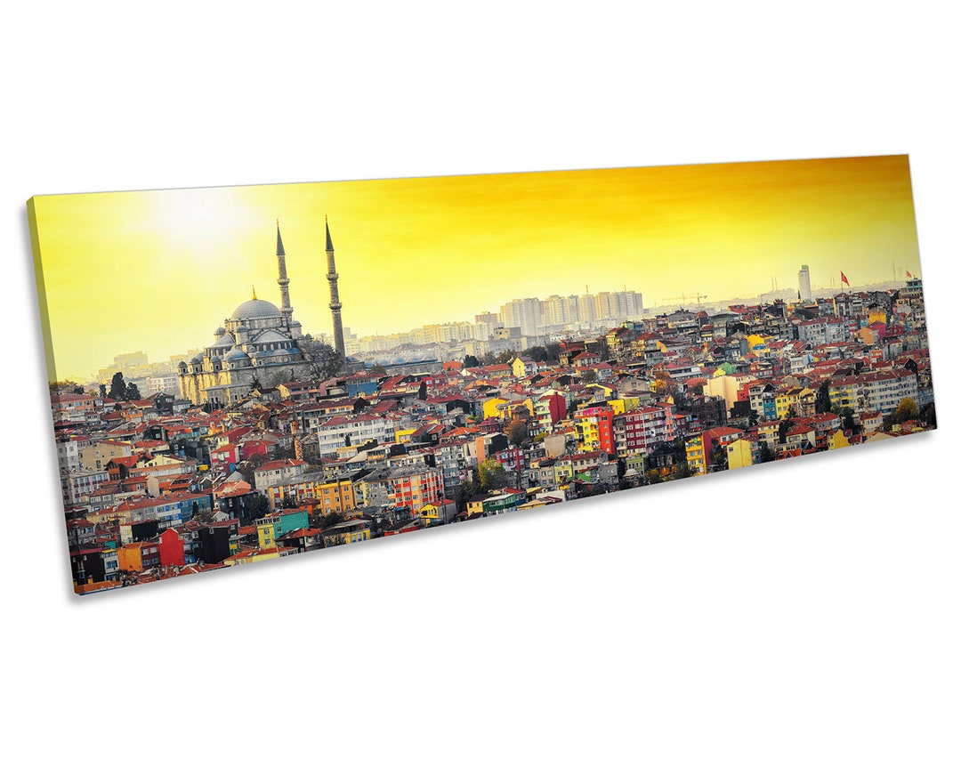 Istanbul Mosque Sunset Skyline CANVAS WALL ART Panorama Framed - Etsy