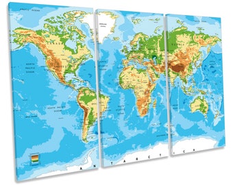 3 Panel World Map - Etsy UK