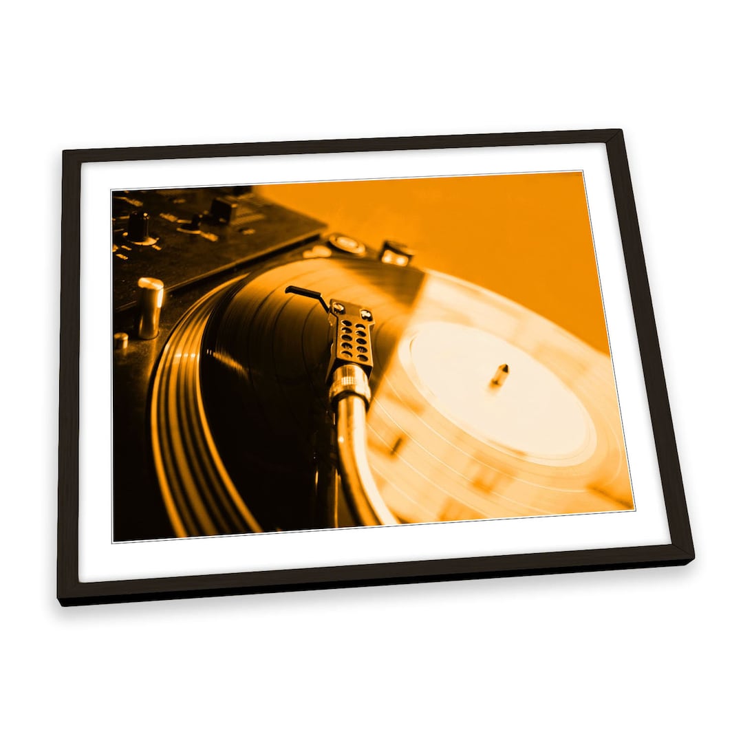 DJ Records Decks Turntables Orange Framed ART PRINT Picture Poster ...