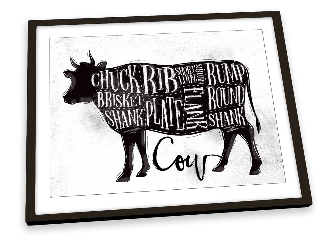 Cow Meat Butchers Steaks White FRAMED ART PRINT Picture Poster - Etsy