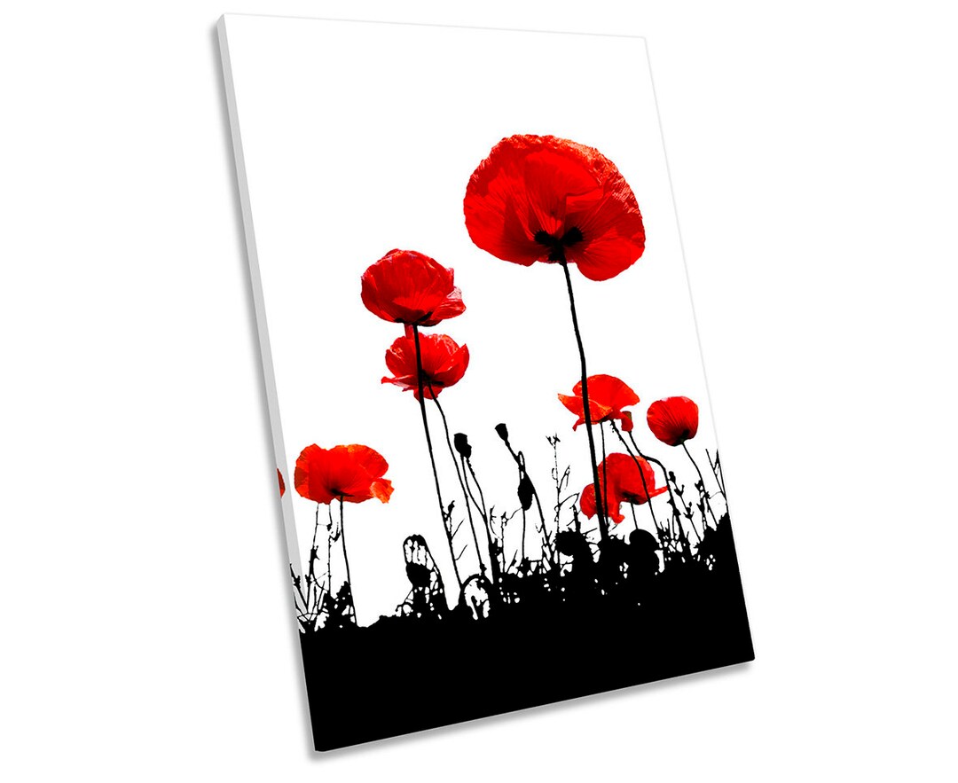Red Poppy Flowers Floral CANVAS WALL ARTWORK Portrait Print - Etsy