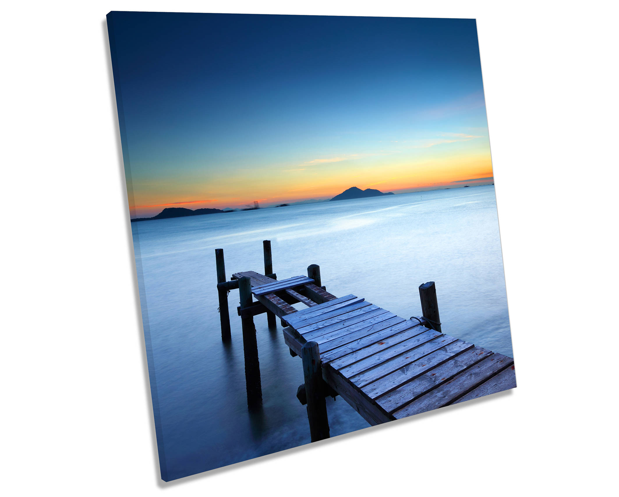 Sunset Jetty Pier Seascape Lake Blue CANVAS WALL ART Impresión - Etsy ...