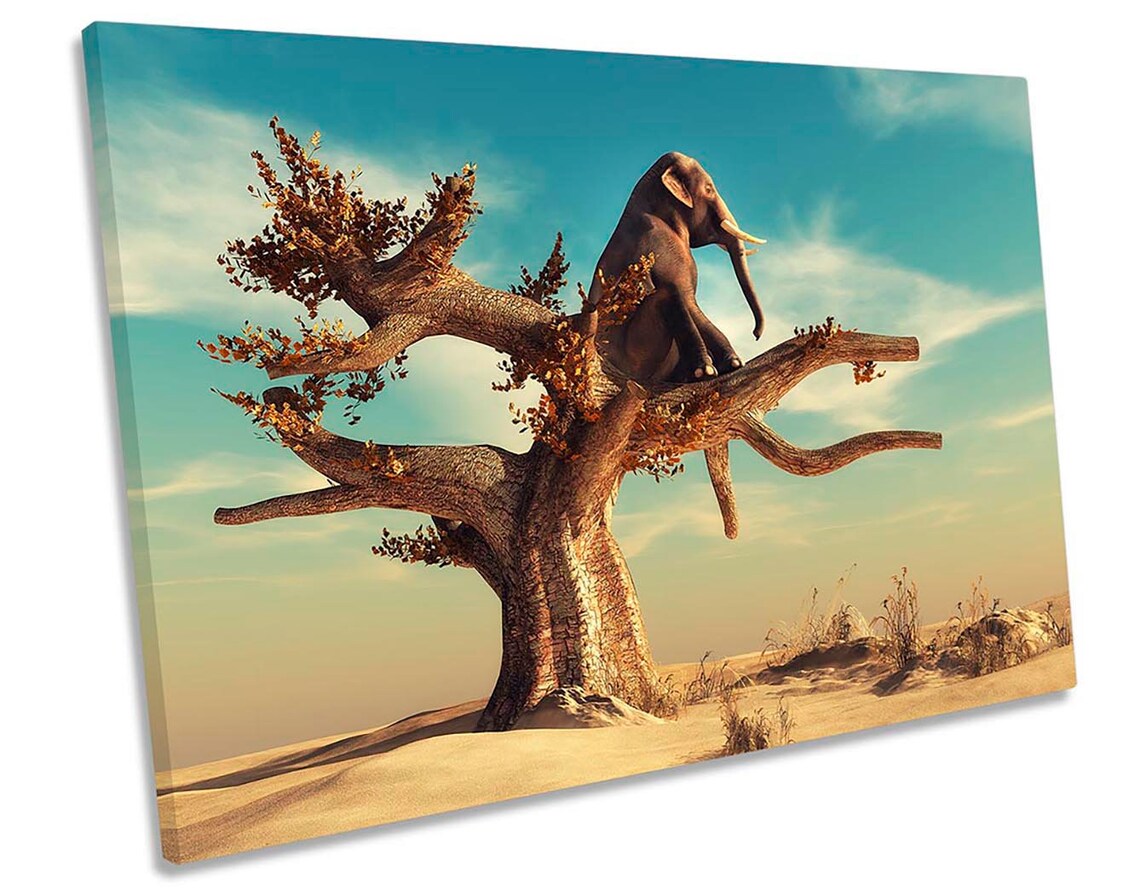 Elephant in Tree Surreal CANVAS WALL ART Picture Print | Etsy