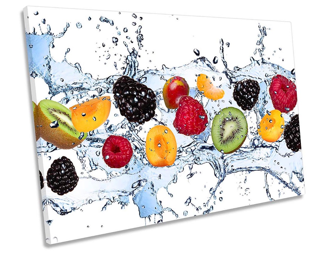 Fresh Fruit Splash Kitchen CANVAS WALL ART Picture Print - Etsy
