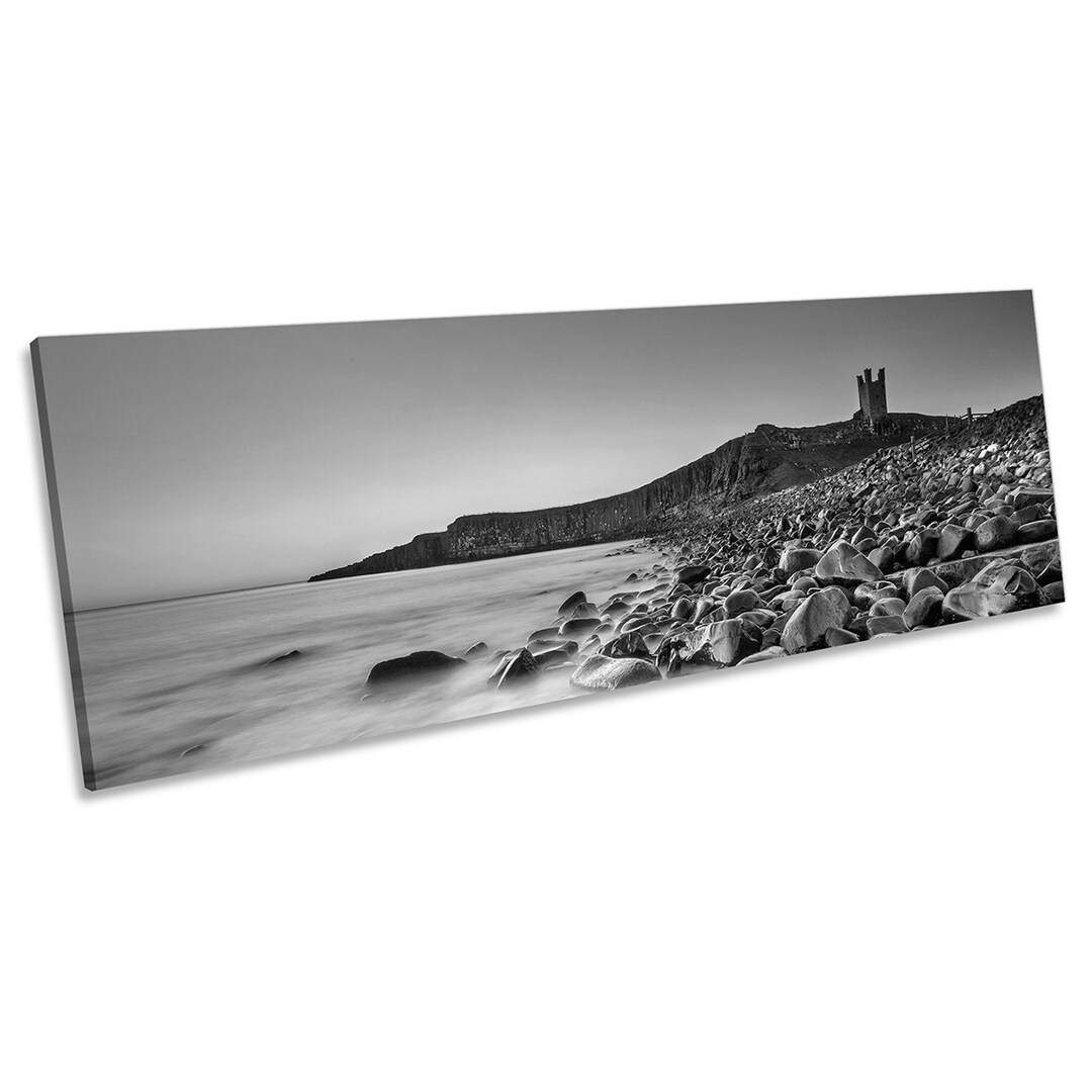 Dunstanburgh Castle Scene Sunset Black and White CANVAS WALL ART ...
