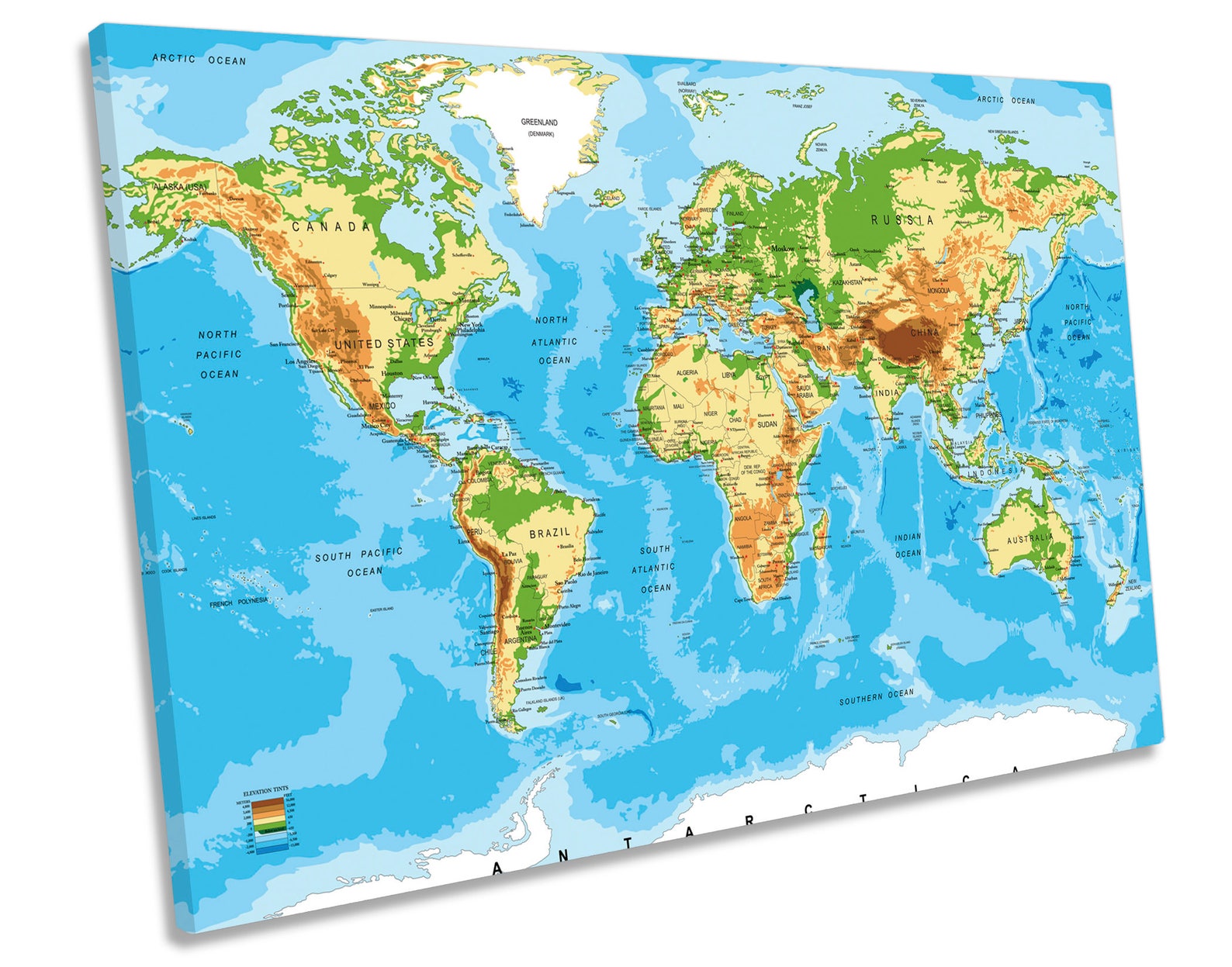 World Map CANVAS WALL ART Framed Picture Print - Etsy