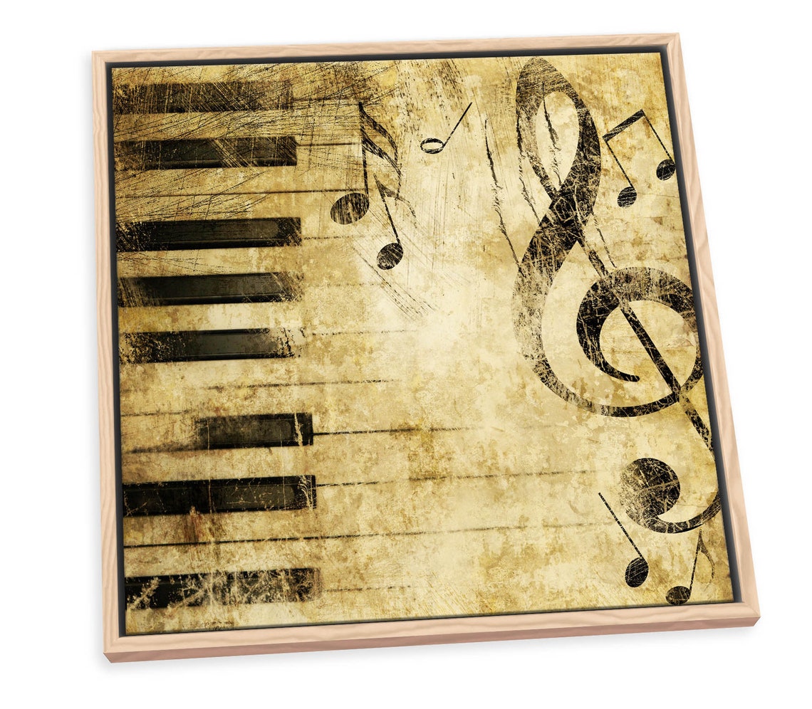 Music Note Sheet Piano Keys Beige CANVAS FLOATER FRAME Wall - Etsy