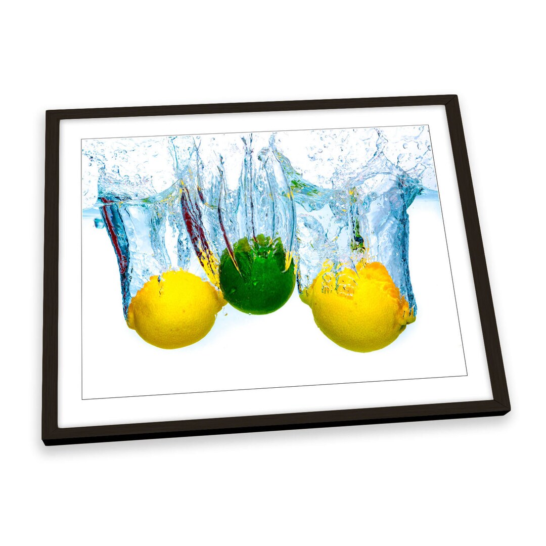Lemon Lime Splash Kitchen Yellow FRAMED ART PRINT Picture Poster ...