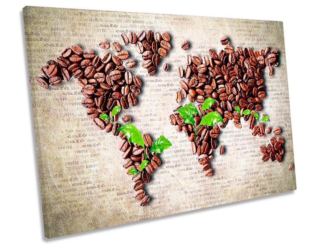 Coffee Beans World Map CANVAS WALL ART Picture Print - Etsy