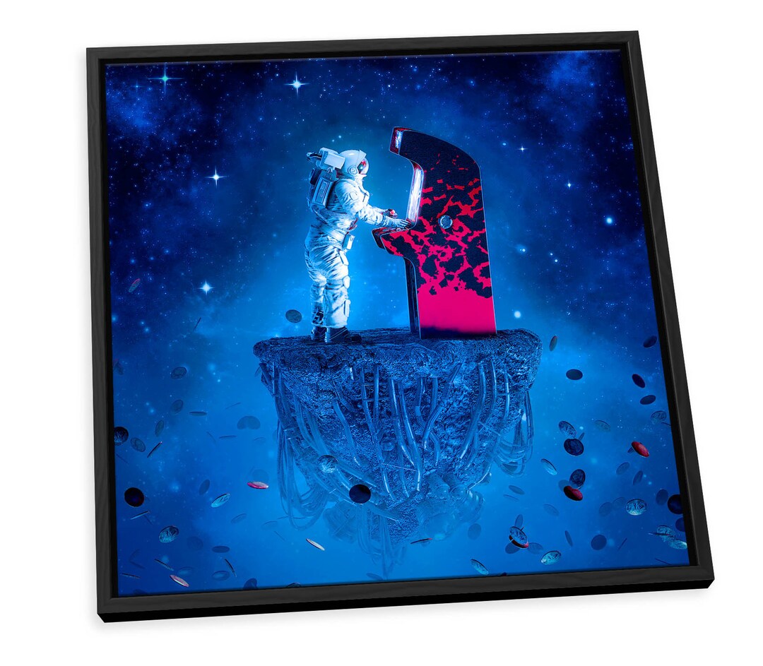 Space Invaders Arcade Machine Blue CANVAS FLOATER FRAME Wall - Etsy