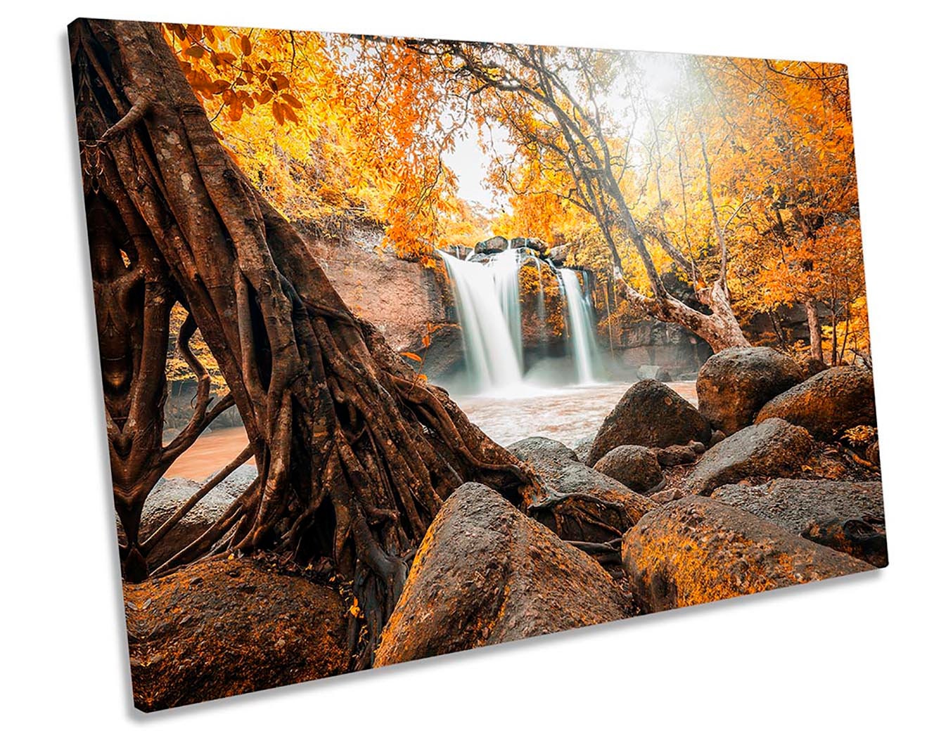 Waterfall Orange Sunset Picture CANVAS WALL ART Print - Etsy