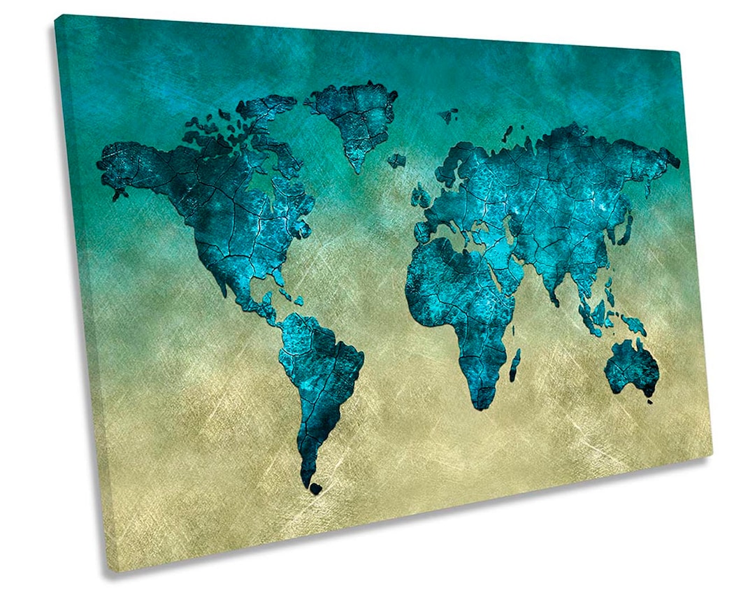 World Map Modern CANVAS WALL ART Picture Print - Etsy