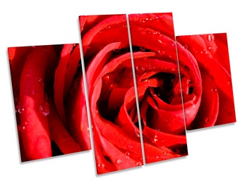 Framed Huge 3 Panel Flower Floral Art Red Rose Giclee Canvas Print ...