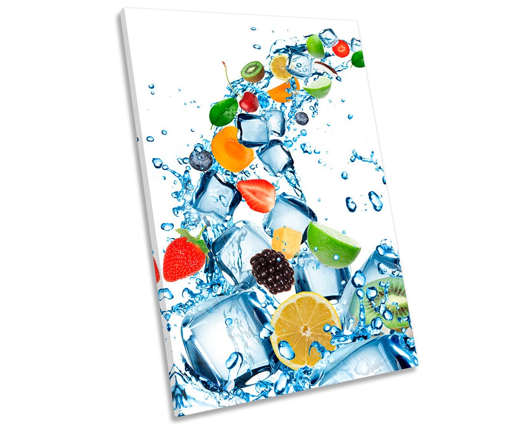 Fruit Water Splash Ice Cubes Kitchen Framed CANVAS WALL ART - Etsy