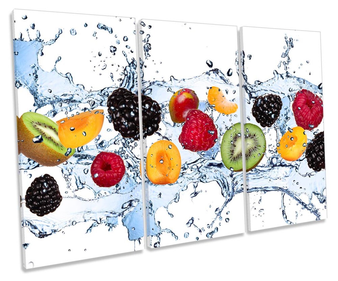 Fresh Fruit Splash Kitchen Picture Treble CANVAS WALL ART Print - Etsy ...