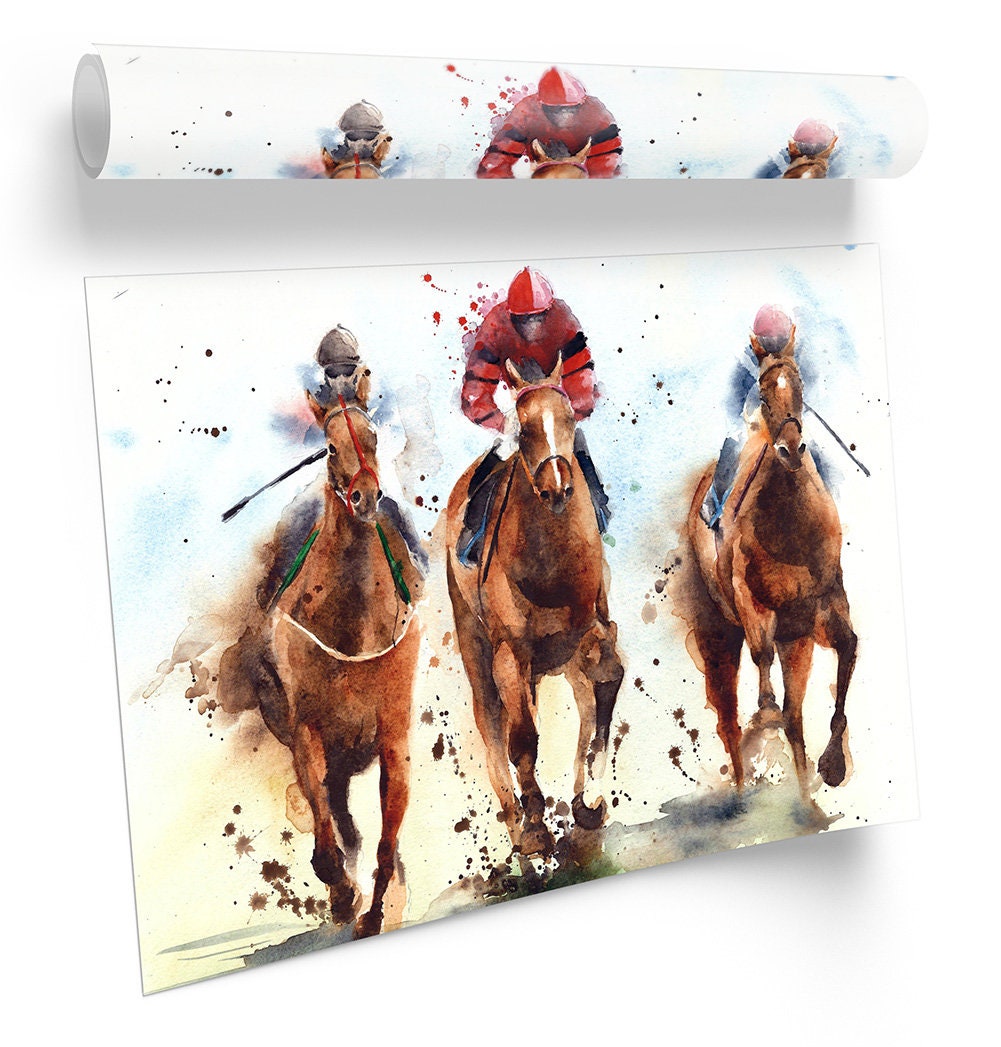 Jockey Race Horses FRAMED ART PRINT Picture Poster Artwork | Etsy