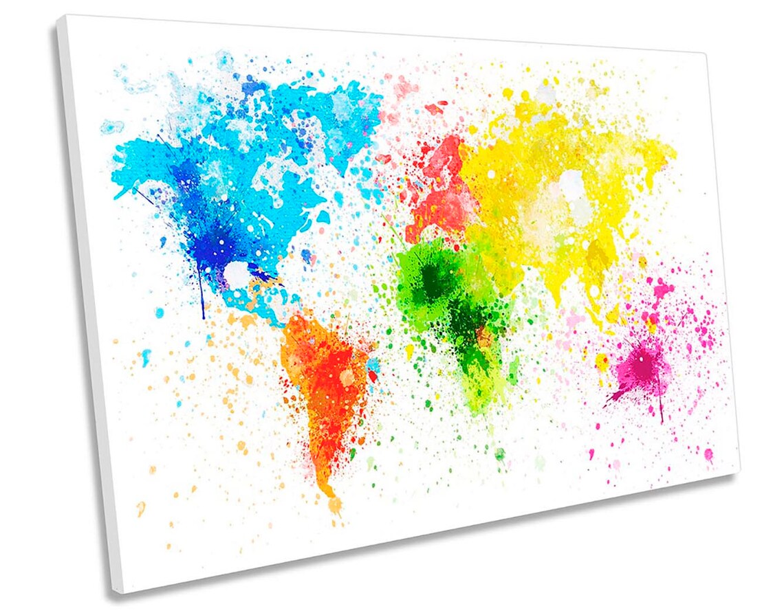 Map of the World Splatter CANVAS WALL ARTWORK Print Art - Etsy