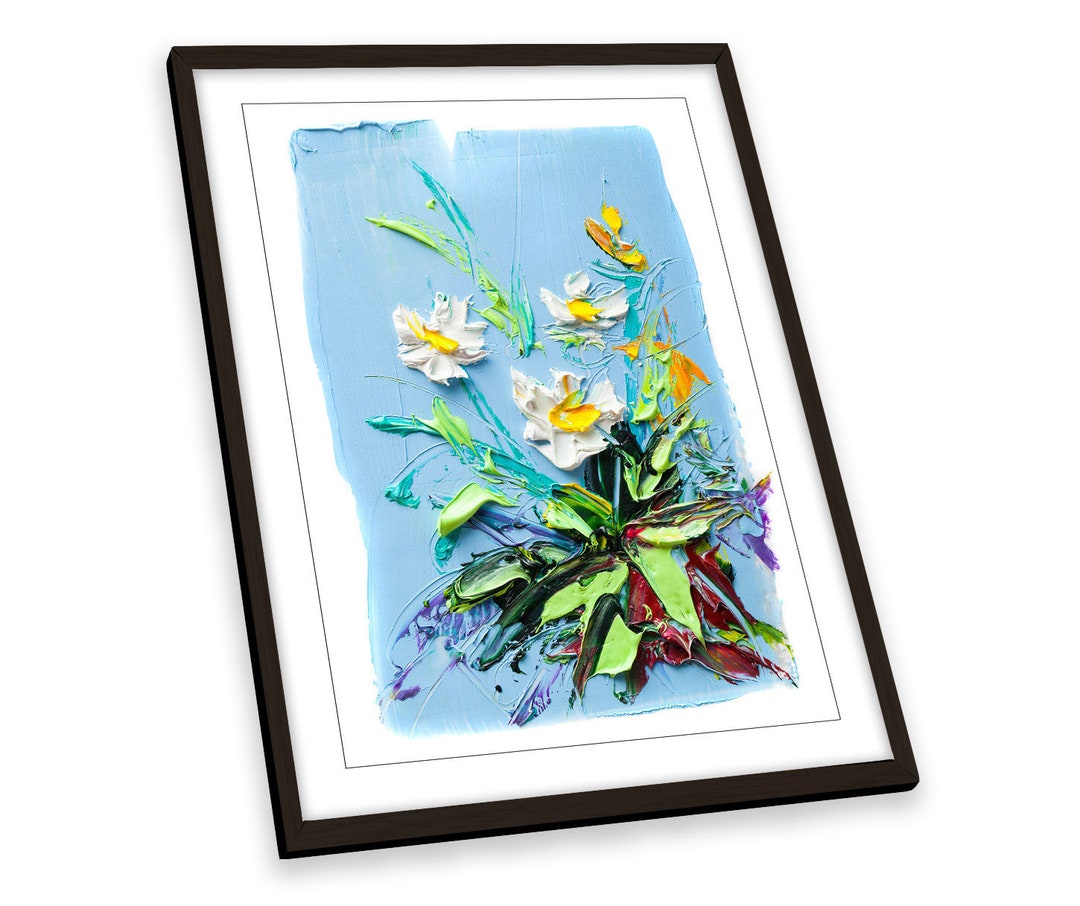 Blue Daisy Floral Flowers FRAMED ART PRINT Picture Portrait Artwork - Etsy