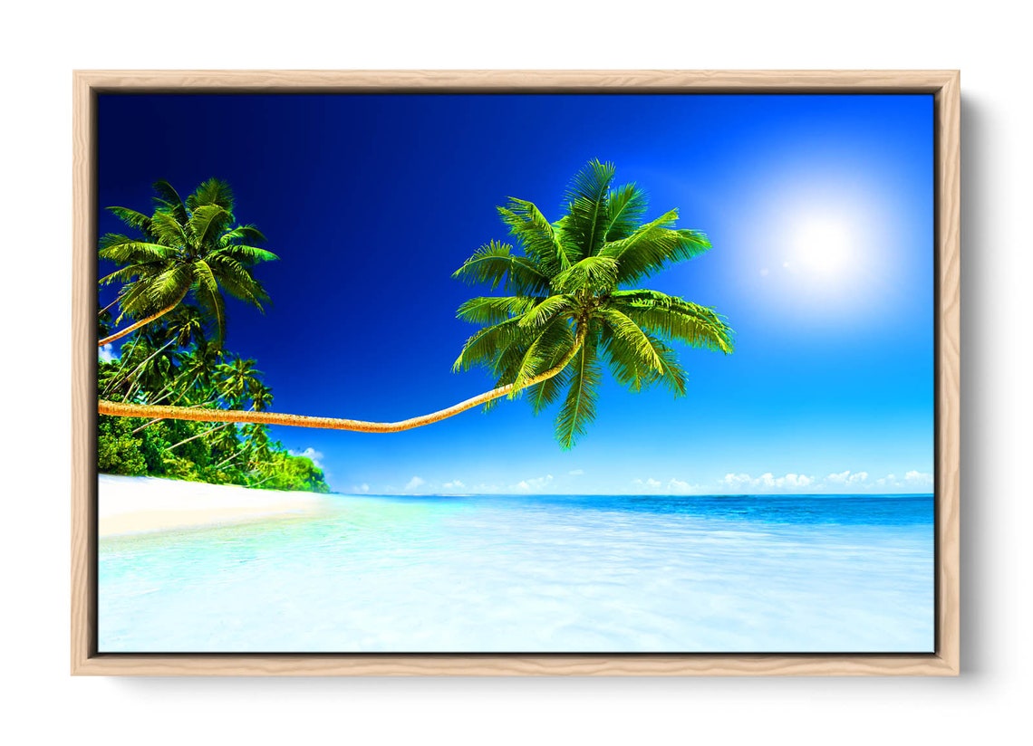 Paradise Tropical Beach Blue CANVAS FLOATER FRAME Wall Art | Etsy