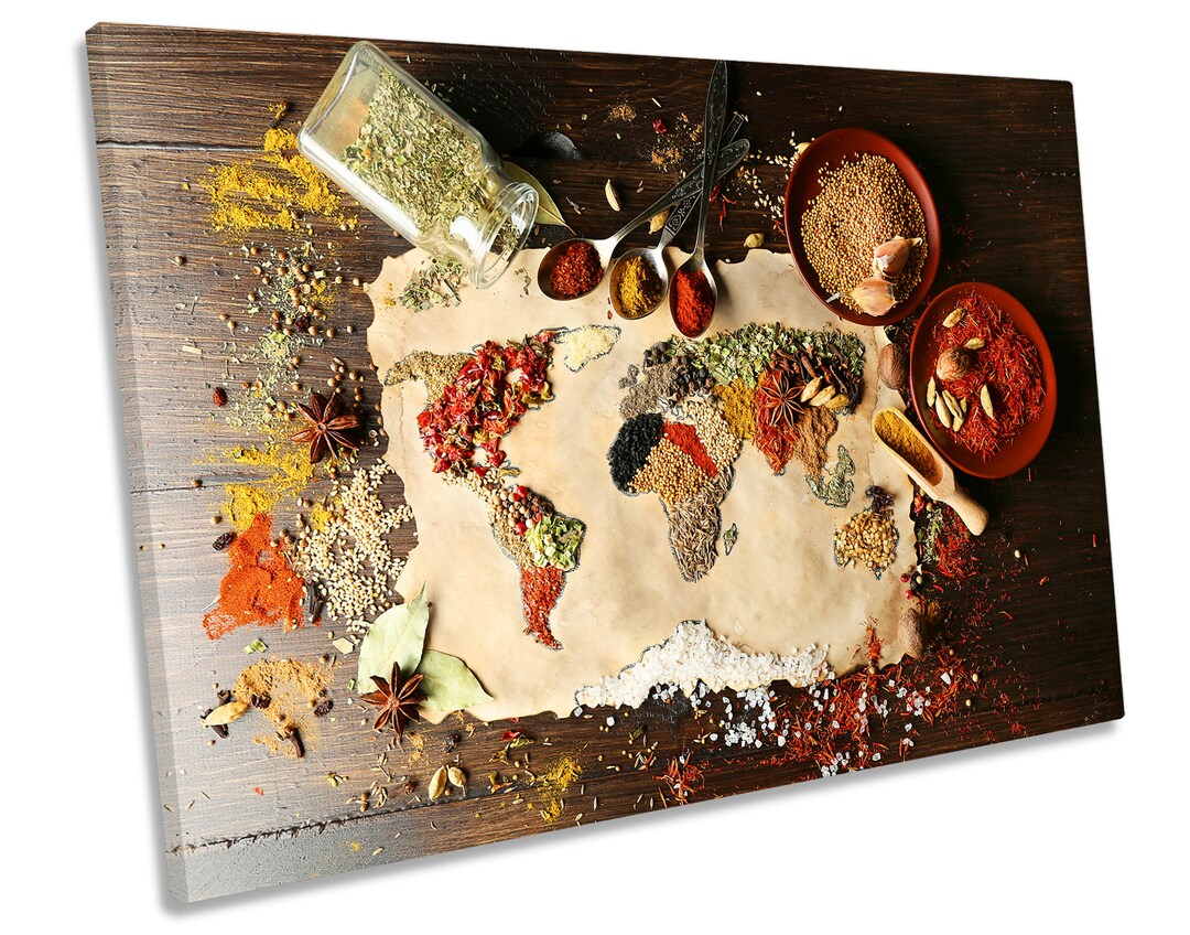 Map of the World Kitchen Print CANVAS WALL ART Picture Framed - Etsy
