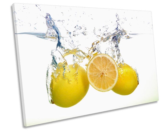 Yellow Lemon Fruit Splash CANVAS WALL ART Picture Print | Etsy
