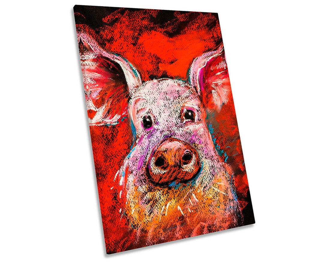 Pig Face Farm Yard CANVAS WALL ART Portrait Print Picture - Etsy