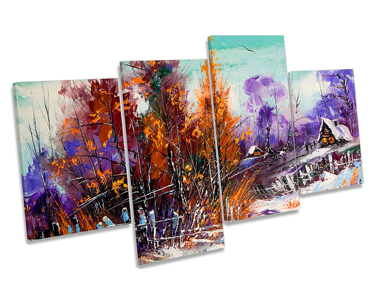 Winter Abstract Rural Scene Multi Panel CANVAS WALL ART - Etsy