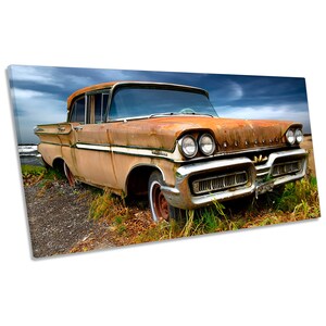 Old Rusty Car Vintage Picture Panoramic CANVAS WALL ART Print - Etsy