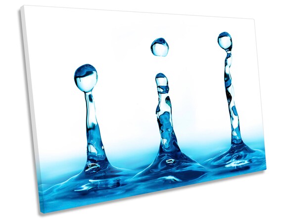 Modern Water Drops Abstract Blue Bathroom CANVAS WALL ART Box | Etsy