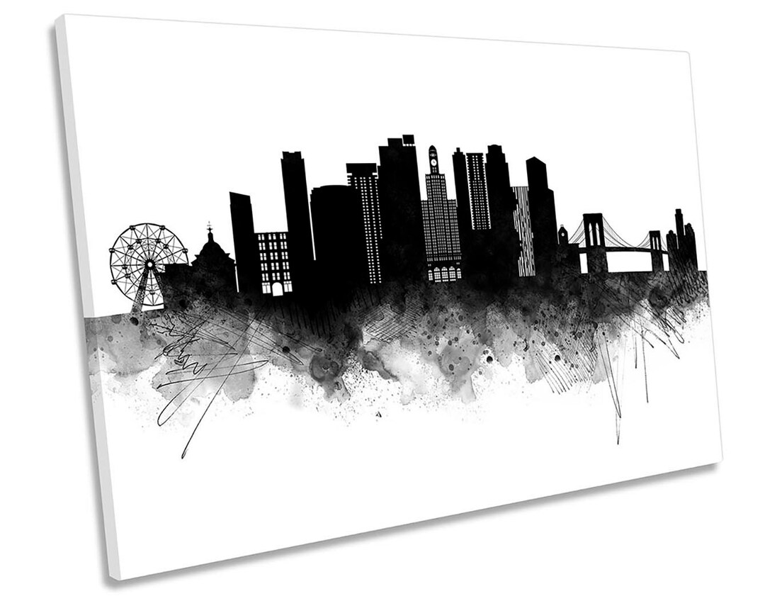 Brooklyn New York Abstract City Skyline CANVAS WALL ART Picture Print ...